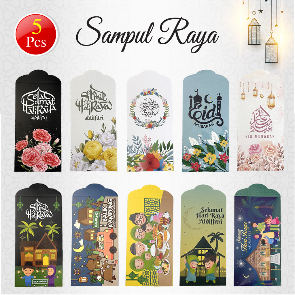 (5 Pcs/Pack) Sampul Duit Raya Exclusive Floral Cartoon Koleksi 2025 (12 ...