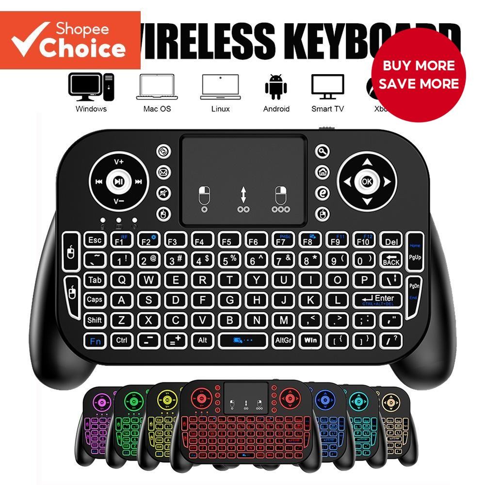 V8 Mini Wireless Keyboard 1pc 2.4G BT 7 Color Backlit Lithium Air Mouse ...