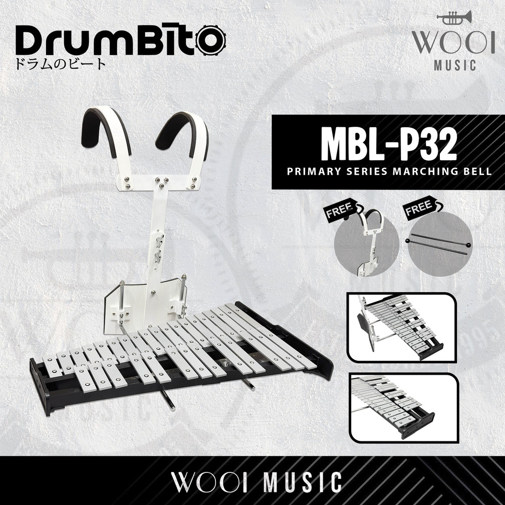 DrumBito MBL-P32 Primary Series Marching Bell with Carrier & Mallets ...