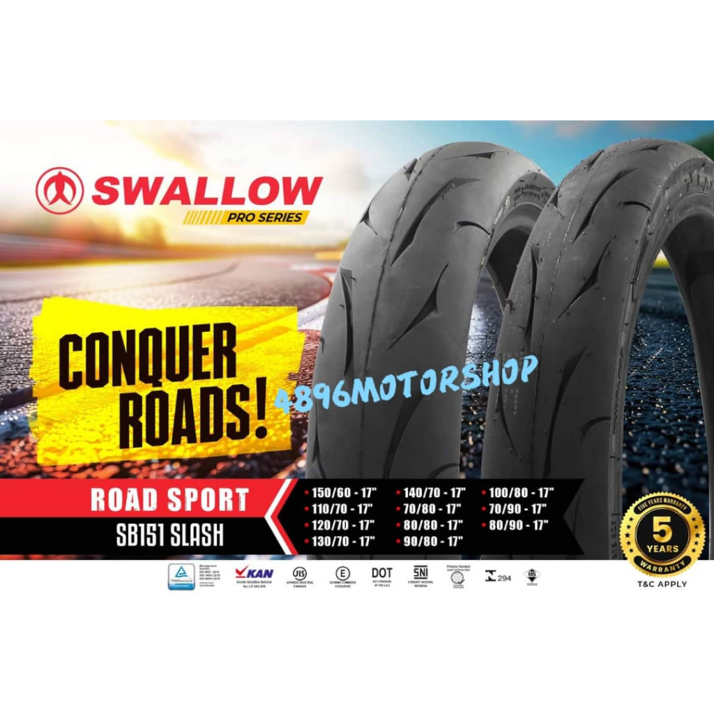 SWALLOW PRO SERIES SLASH SB151 SB 151 TUBELESS TYRE 70/90 80/90 90/80 ...