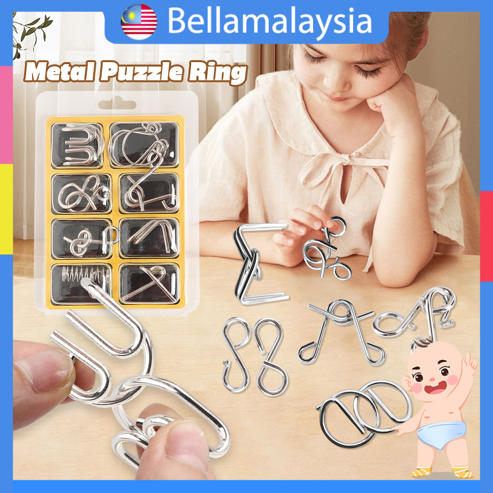 Bella 8 pcs/set Metal Wire Puzzle 3D Metal Puzzle Smart Games For Kids ...