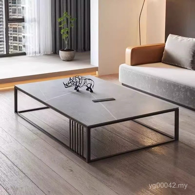 Living Room Italian Rectangular Small Apartment Light Luxury Tea Table Simple Iron Nordic Tea ...