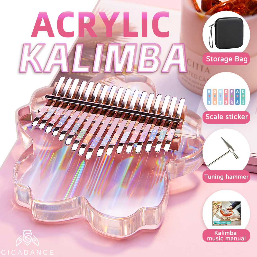 Crystal Kalimba 17 Key/21 Key Sakura/Butterfly/Star Sound Crisp Full ...