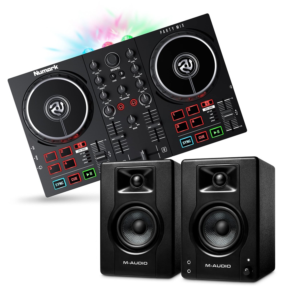 Numark Party Mix II DJ Controller Bundle with LED Lights and Studio ...