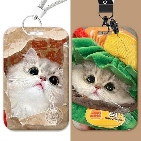 lanyard card holder lanyard card Set kad kucing lucu, kad makan ...