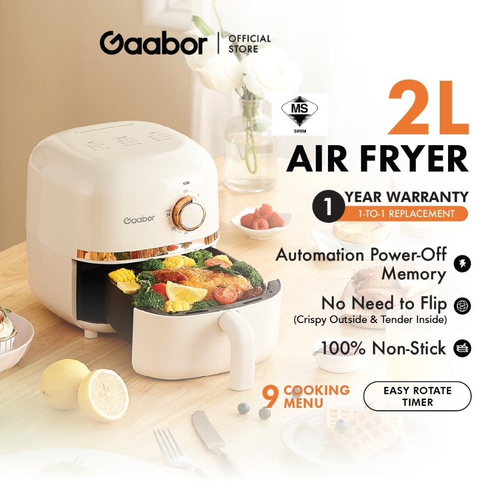 Gaabor Mini Air Fryer 2L With 9 Menu Functions & 3D Hot Air Circulation ...