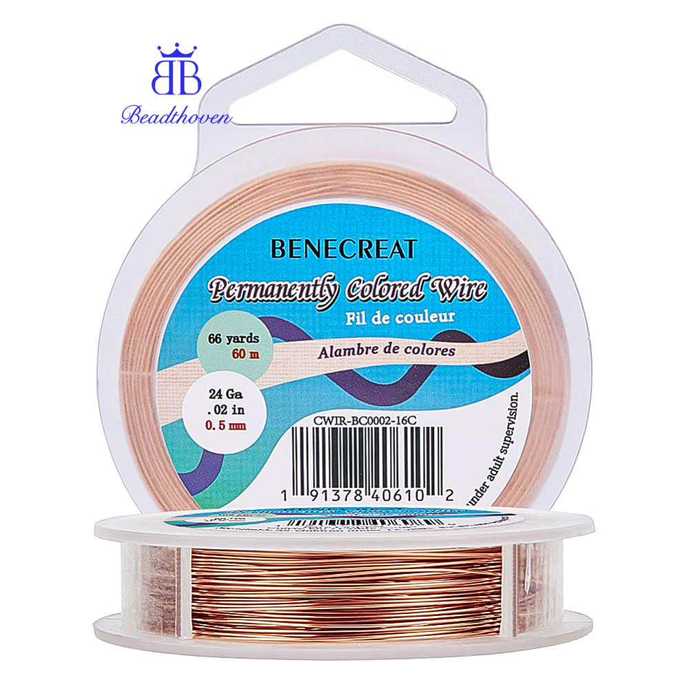 1Roll 24 Gauge Bare Copper Wire Solid Copper Wire for Jewelry Craft Making 197-Feet/66-Yard ...
