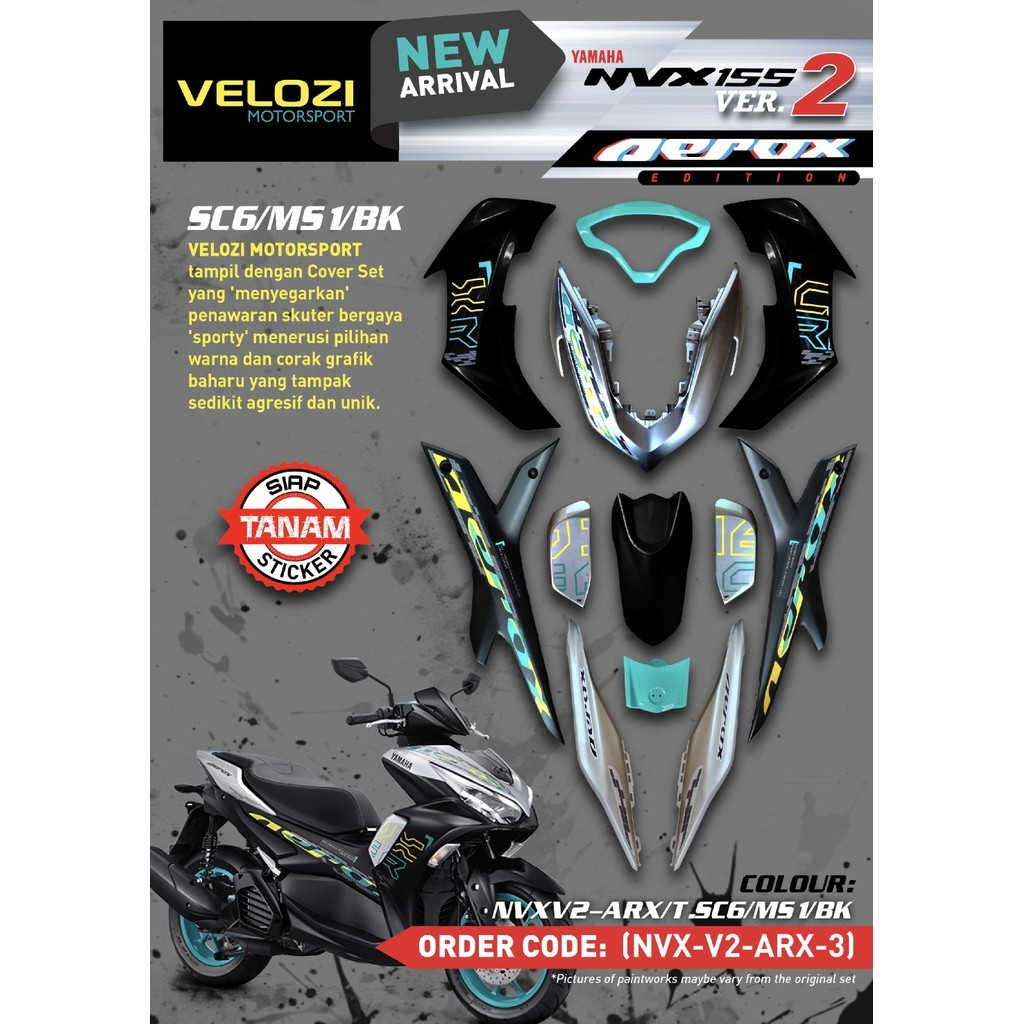 Cover Set NVX155 NVX V2 VELOZI Aerox (41) Design Line Sticker Tanam ...