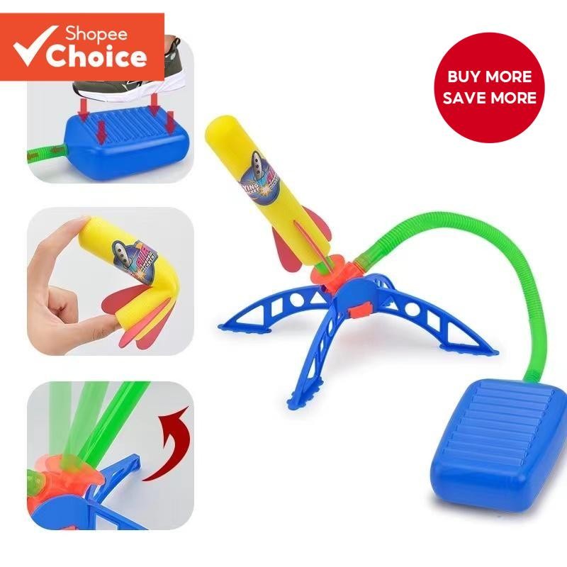 Flying Rocket toy for kids Foot-operated launcher Angle-adjustable ...
