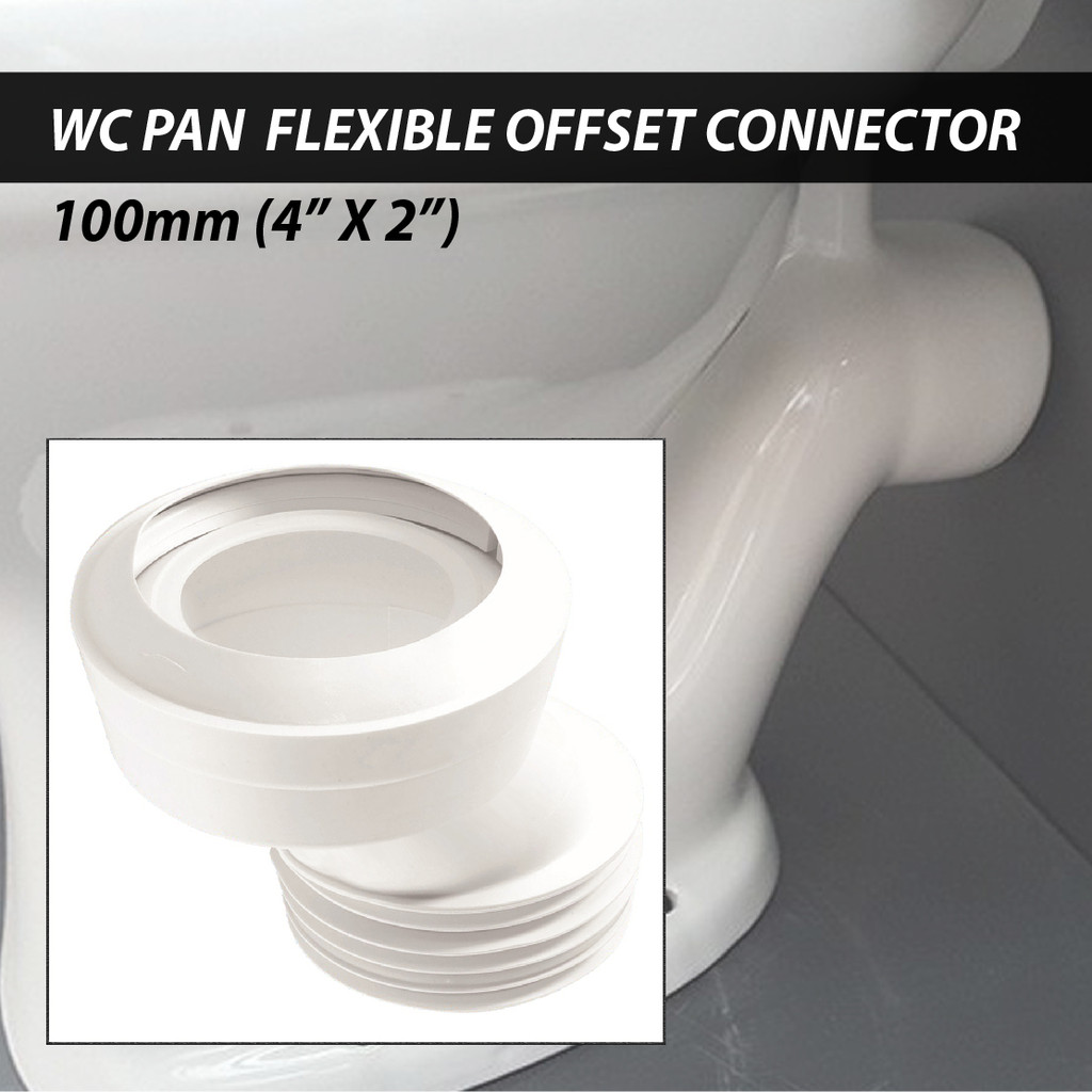 4" X 2" UPVC WC Pan Toilet Pipe Waste Flexible Offset Connectors Tandas Jamban Penyambung Soket ...