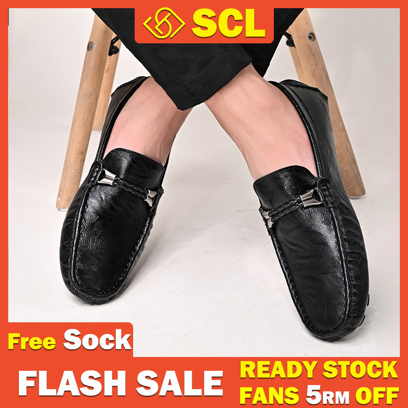 SCL Cow Hide Soft Sole Casual Men's Loafers Soft Non Slip ( Black ...