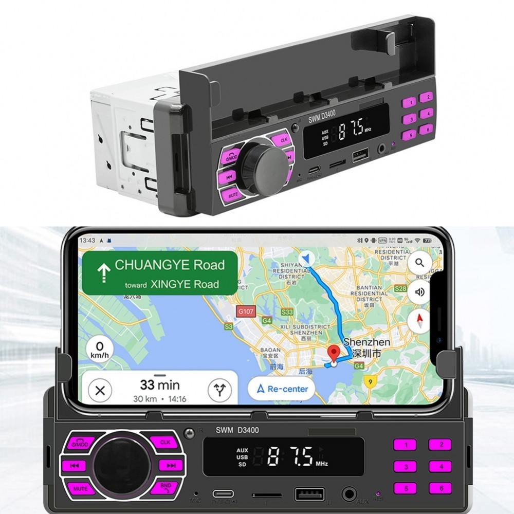 1Din Car Audio System with LED Display Bluetooth Connectivity and Phone ...