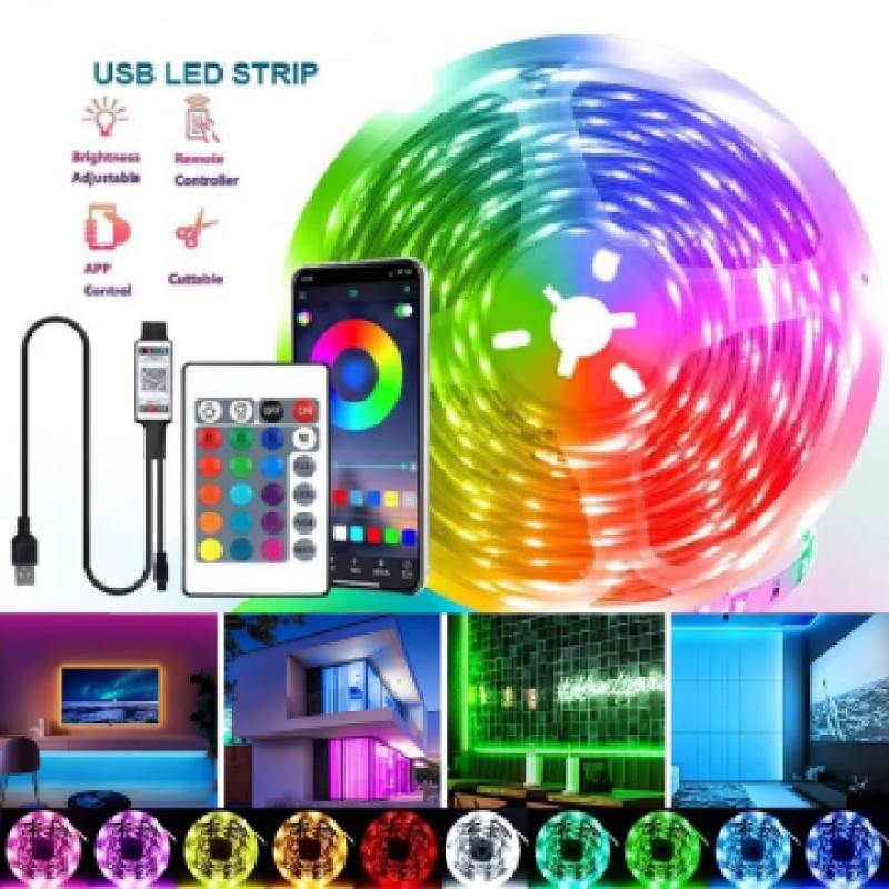 USB LED Strip Lights APP Control Color Changing 5050 RGB Led Light ...
