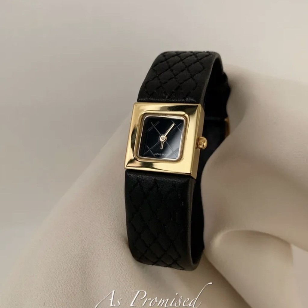 Niche French Retro Classy Cube Sugar Ladies Watch Grid Watch | Shopee ...