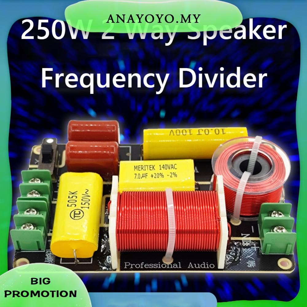 [anayoyo.my] WEAH-250 250W 2 Way Speaker Frequency Divider Tweeter Bass Crossover Filter ...