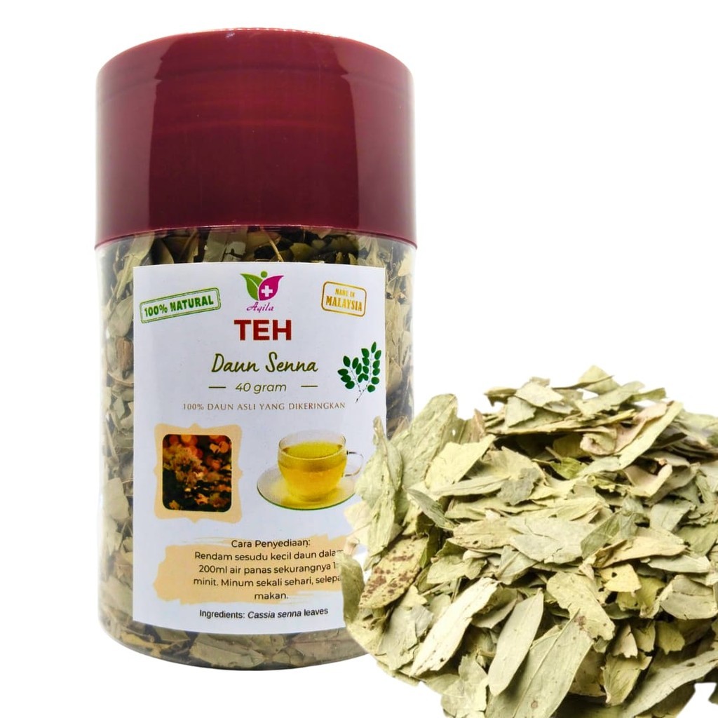 100% Asli Daun Senna/ Daun Sanna dalam balang (40g/ 100g) Detox teh ...