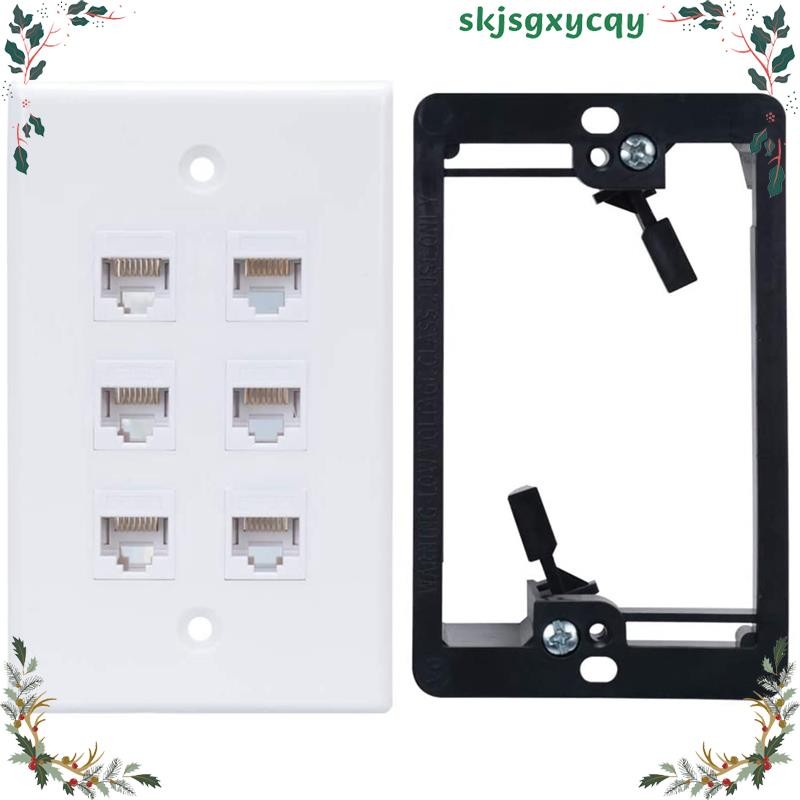Cat6 Wall Plate 6 Port with 1 Gang Low Voltage Mounting Bracket for ...