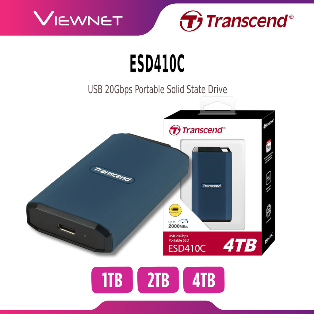 TRANSCEND EXT SSD ESD410C USB 20GBPS EXTERNAL SOLID STATE DRIVE WITH 3D ...