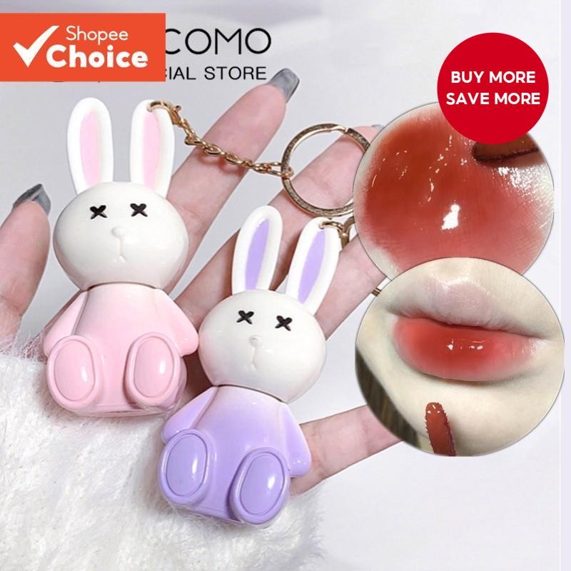 GECOMO Cute Bunny Lip Glaze, Moisturizing Lips Water Mirror Lip Gloss ...