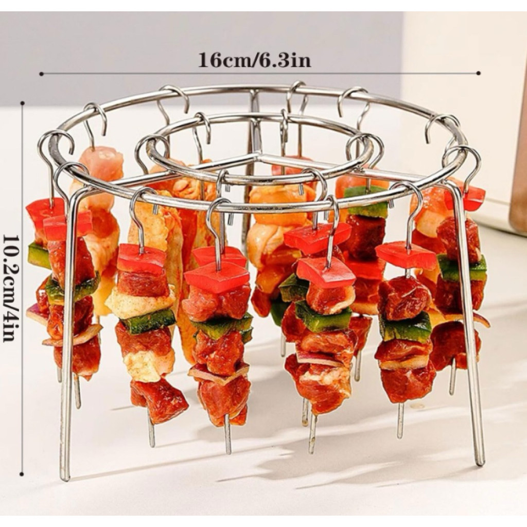 🇲🇾💥12 Skewer Pins Stainless Steel Round Barbecue Rack, Air Fryer Grill ...