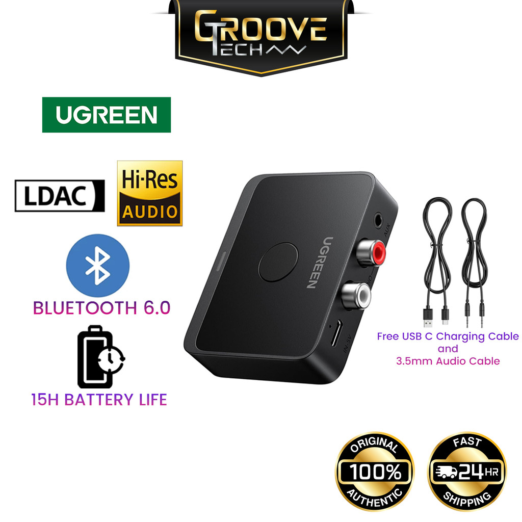 UGREEN Bluetooth 6.0 Receiver Audio Adapter LDAC Hi-Res Dual Connection ...