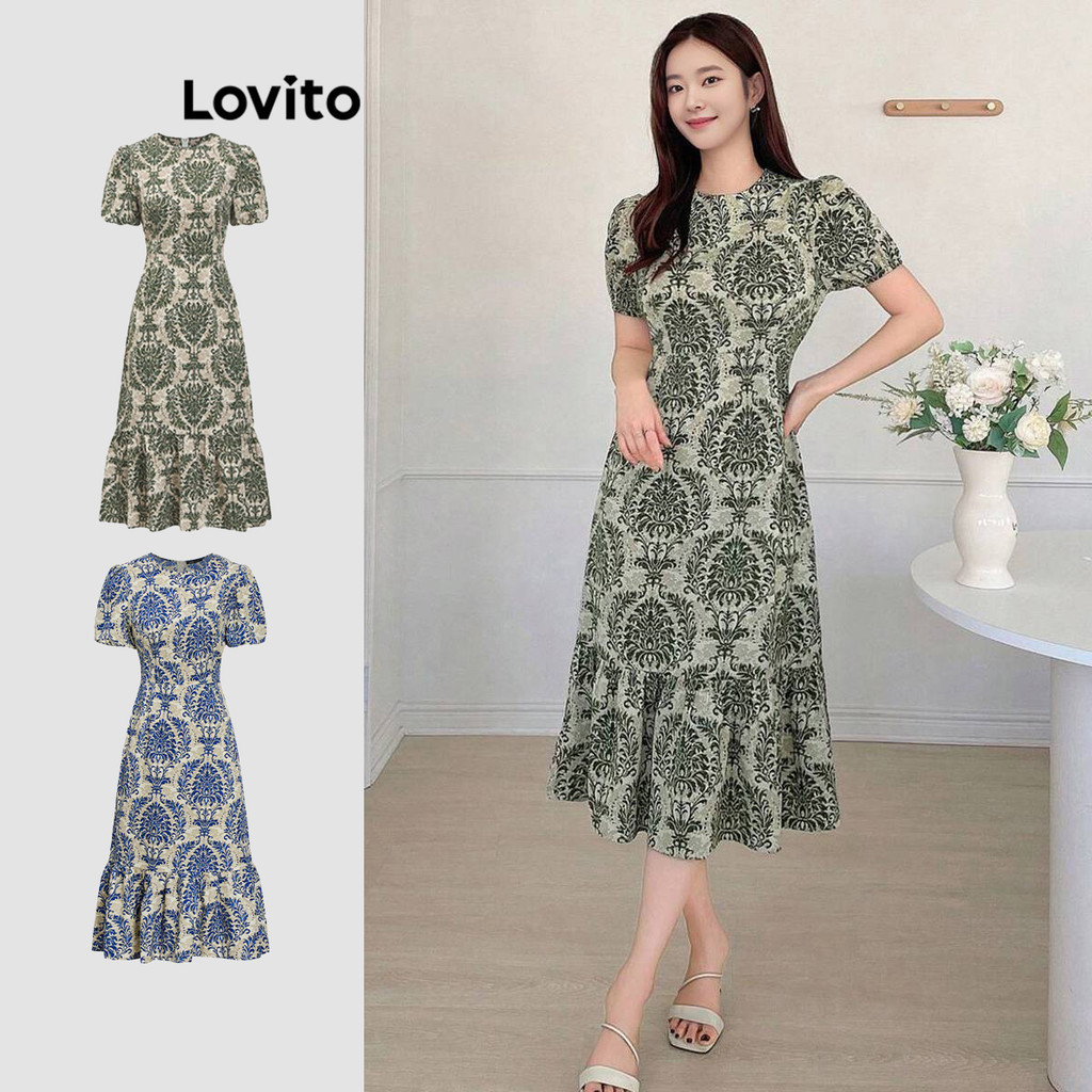 Lovito Boho Dress Tribal Print Pattern Summer Dress for Women L91AD180 ...