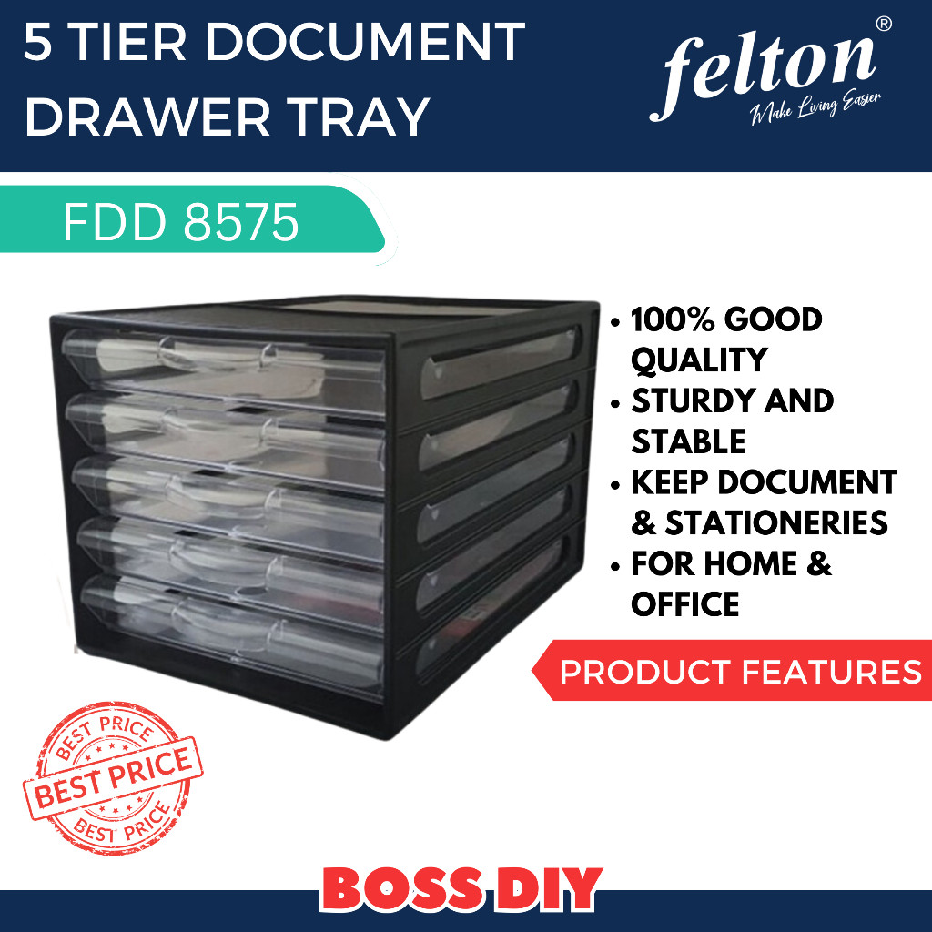 FELTON 5 Tier A4 Document Drawer Organizer/ Document Tray FDD8575 ...