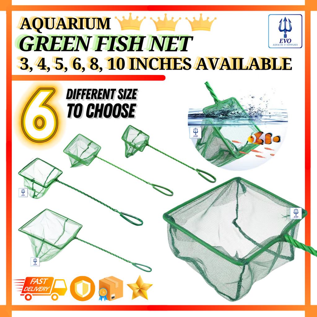 🔥READY STOCK🔥 Aquarium Fish Net Green Sauk Ikan Tangguk Ikan 3 Inch 4 ...