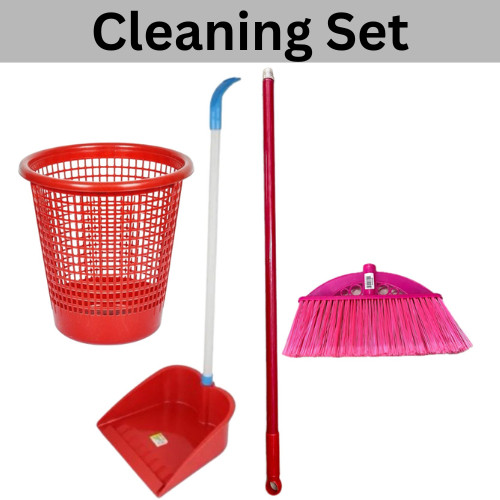 Niso Cleaning Set/ Nylon Broom with Handle/Dustpan with Handle/Basket ...