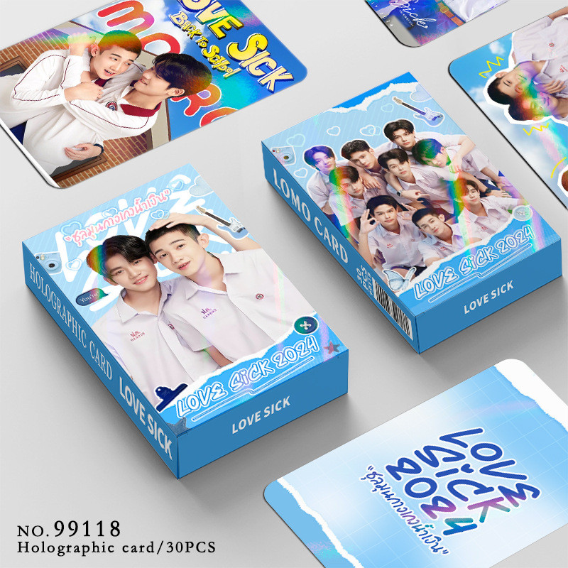 30-124pcs Love Sick 2024 Holographic Lomo Cards Almond Progress Phun Noh Photocards Thai idol ...