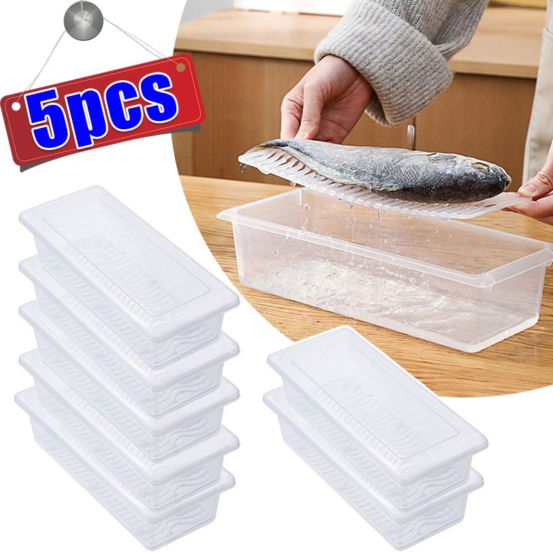 Kitchen Keep Fresh Container / Rectangular Fruits Fish Food Organizer ...