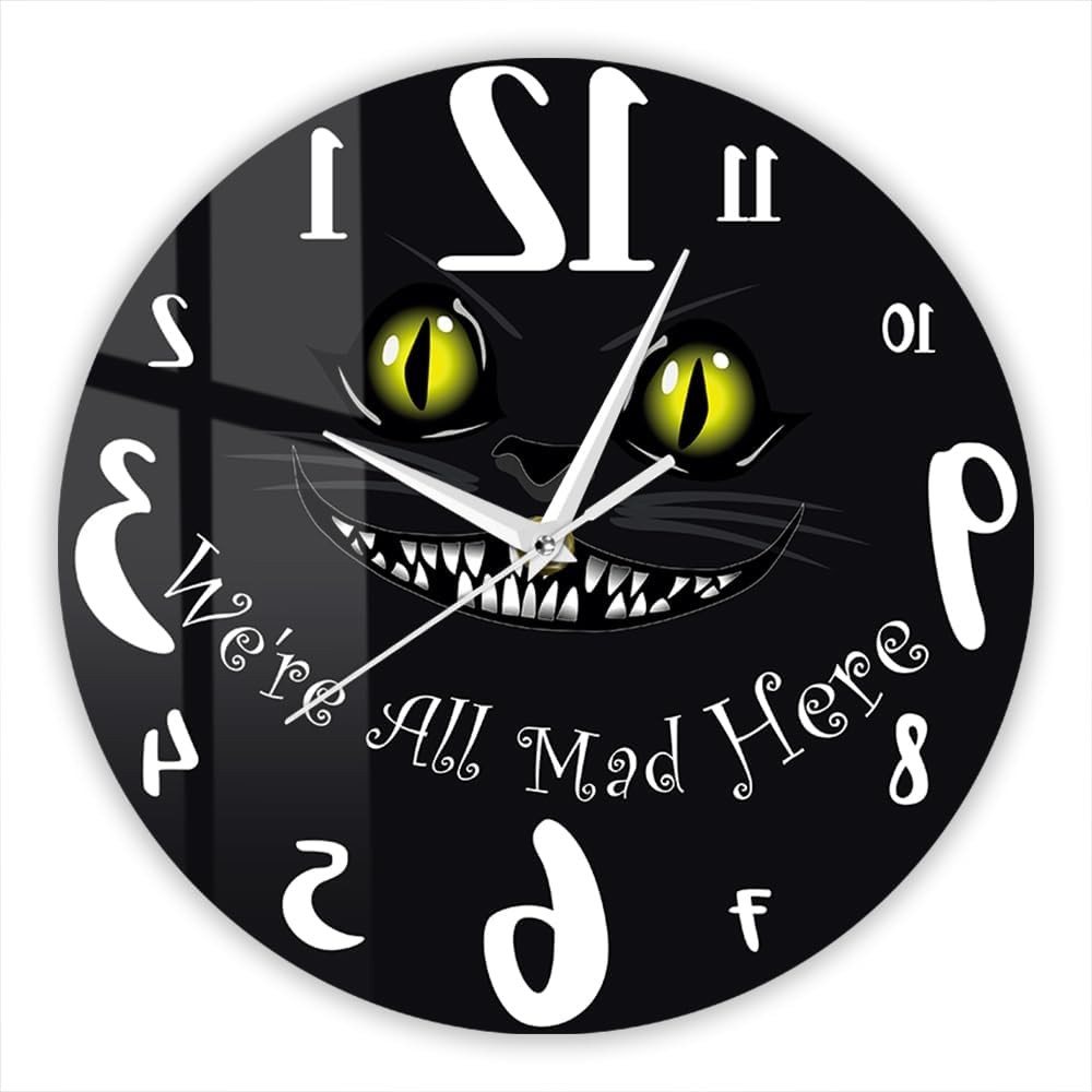 15 Inch Wonderland Cheshire Cat Reverse Clock, Counterclockwise Wall ...