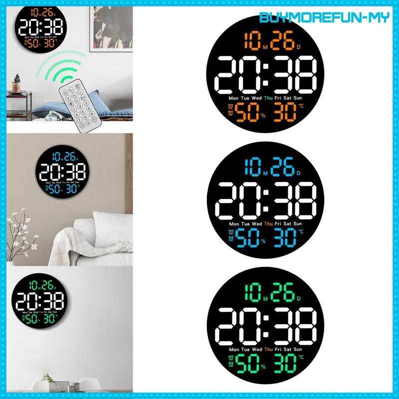 [BuymorefunMY] Digital Wall Clock Alarm Clock 12/24H Large LED Display ...