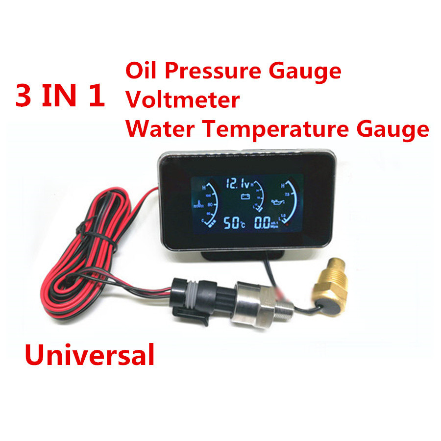New Universal LCD 3 Function 12v/24v Truck Car Oil Pressure Gauge ...