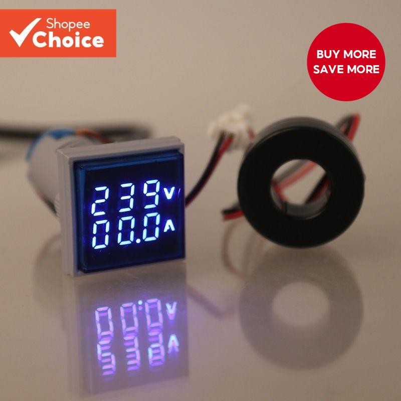 Square LED Digital Dual Display Voltmeter & Ammeter Voltage Gauge Current Meter AC 60-500V 0 ...