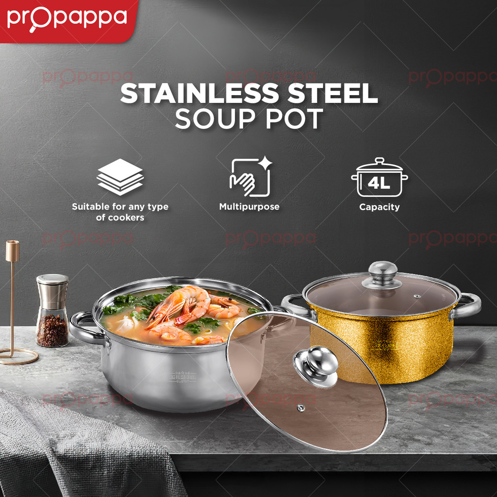 Propappa - 24cm Stainless Steel Soup Pot | 24cm Periuk Sup Keluli Tahan ...