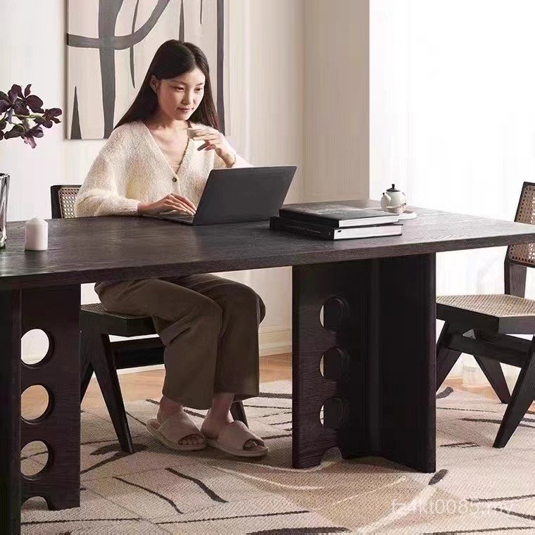 Nordic Log Lonely Style Dining Table Black Retro Desk Desk Designer ...