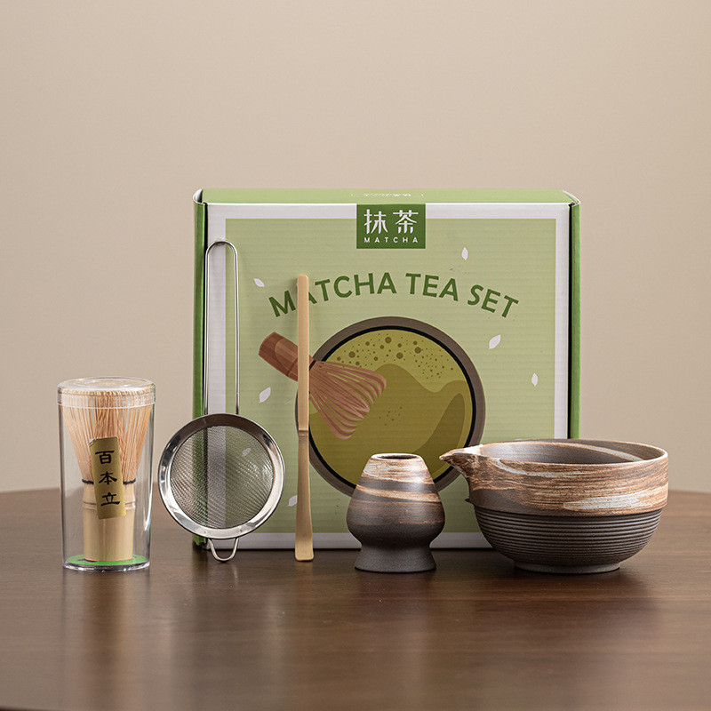 Matcha 5-Piece Set Matcha Bowl with Mouth Tea Shaker Stand Matcha Brush ...