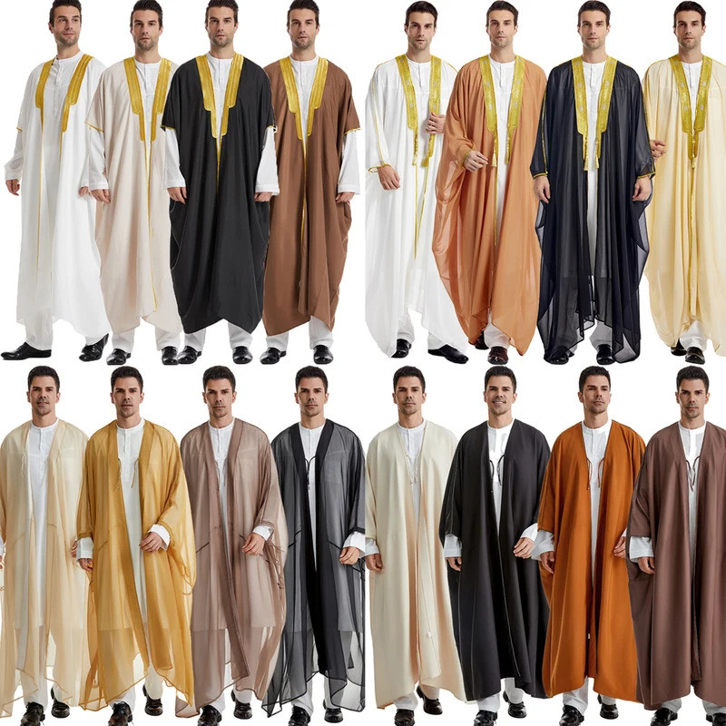 Islam Men Jubba Thobe Kimono Eid Ramadan Djellaba Muslim Abaya Turkey ...