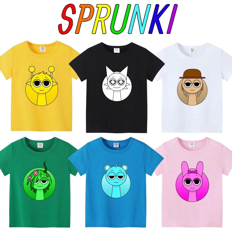 SPRUNKI printed color popular short sleeved children's T-shirt ...