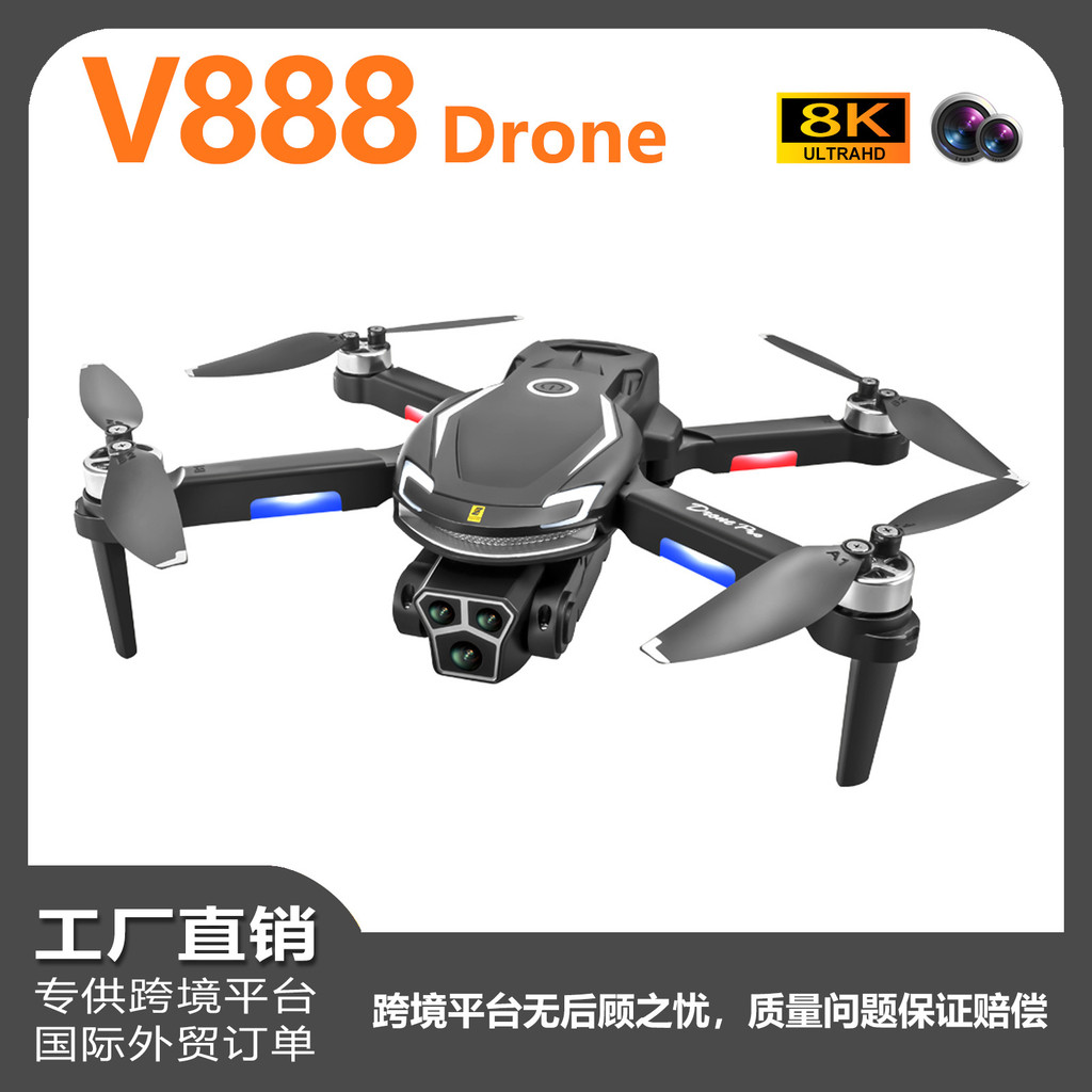 V888 Drone Fotografi Udara HD Pesawat Kawalan Jauh Tiga Kamera 8K Hayat Bateri Tahan Lama Dron ...