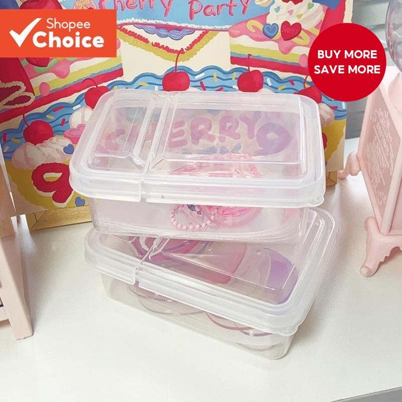 INS 3inch Clear Plastic Sticker Storage Box Transparent Rectangle ...