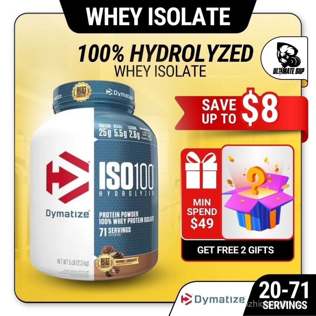 Dymatize, ISO 100 Hydrolyzed, Whey Isolate Protein Powder, Pertumbuhan Otot dan Pemulihan Pantas ...