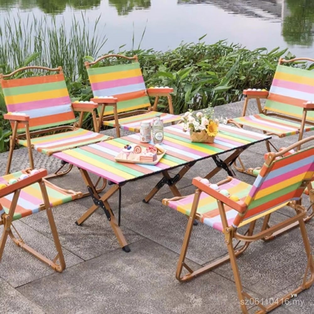 Set Outdoor Picnic Chair Picnic Table Chair Carbon Steel JWXV Egg Roll ...
