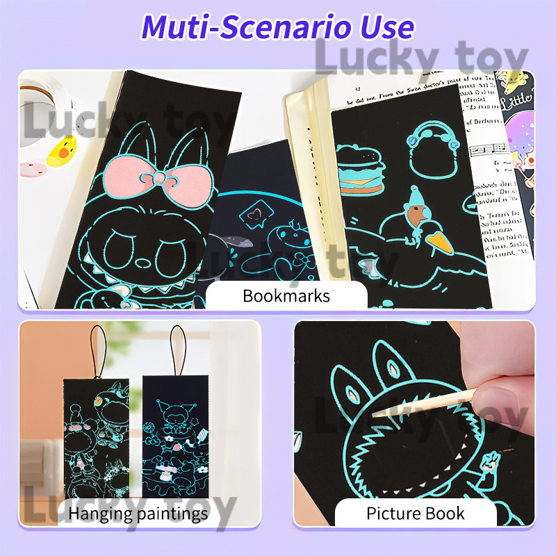 【Ready Stock 🇲🇾】Labubu Scratch Painting For Kids And Girls Boys Kuromi ...