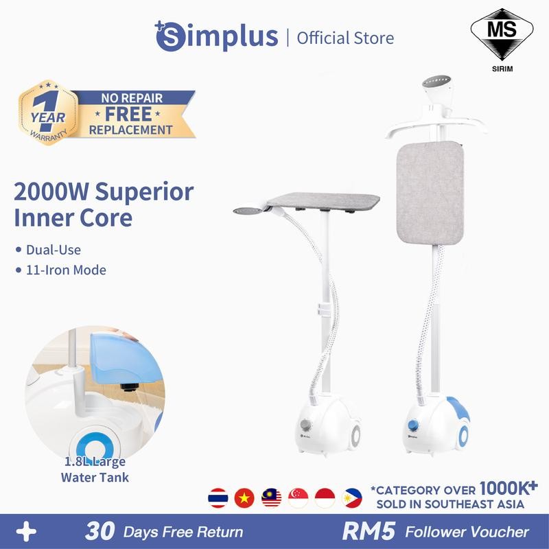 Simplus Garment Steamer (2000W) With Iron Board Standing Handheld 2 in ...