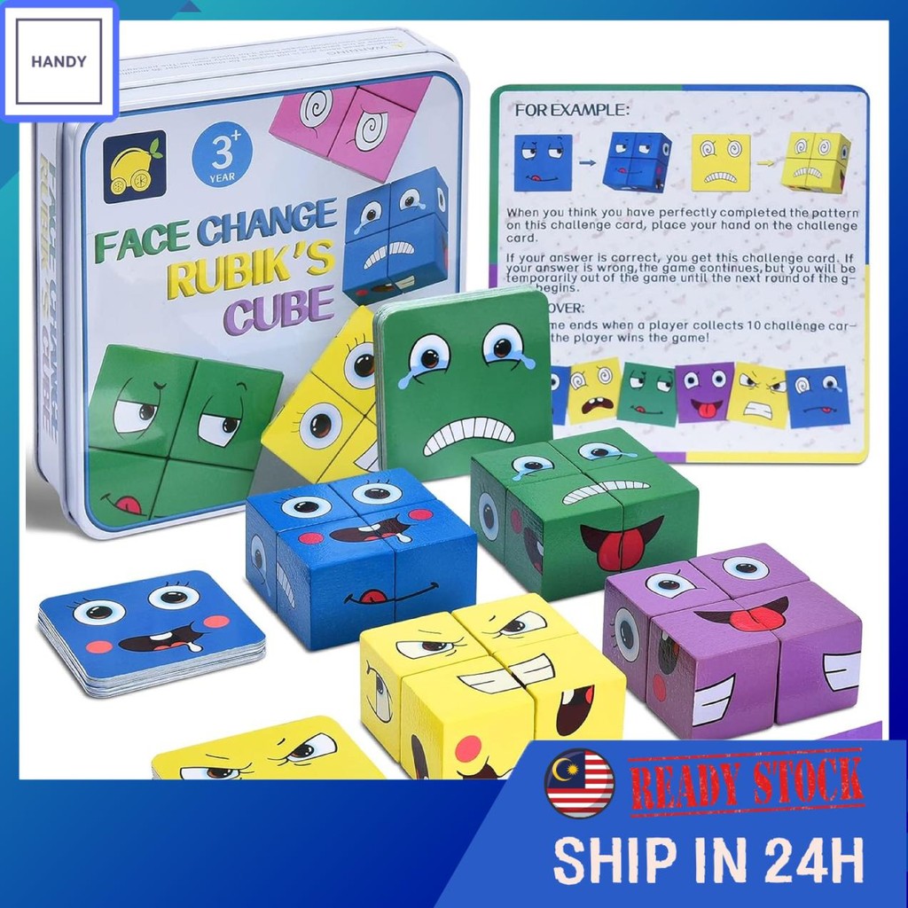 Rubik Cube EMOJI Face Change Rubik s Cube Expression Wooden Block Face ...