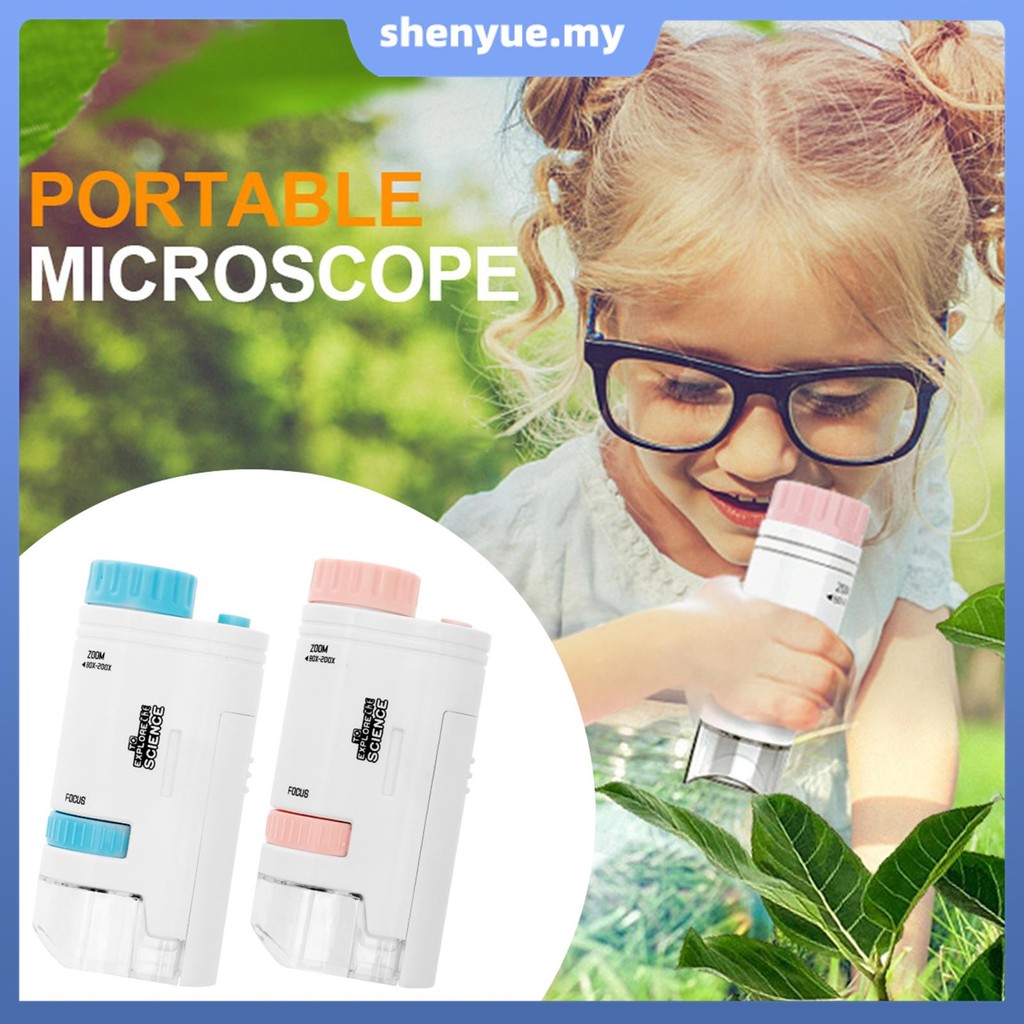 60-200x Electric Mini Pocket Microscope with LED Light Children ...