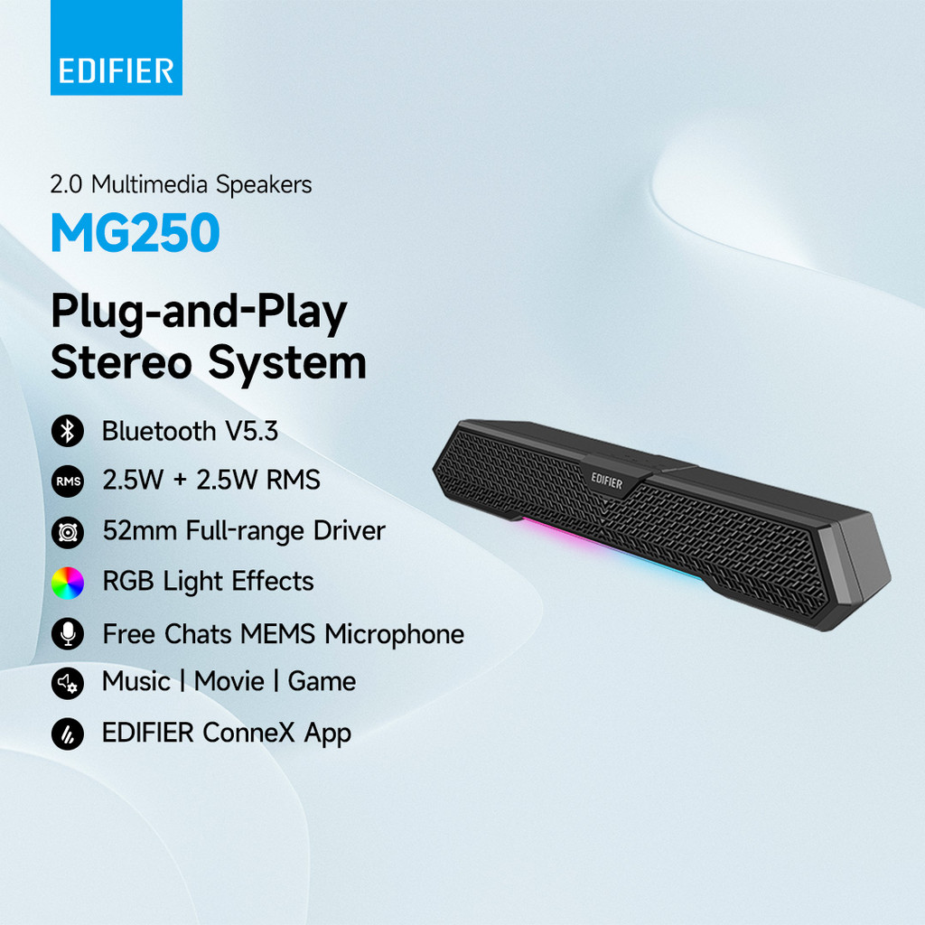 Edifier MG250 Monitor Soundbar - Bluetooth V5.3 | RGB Lighting | Plug ...