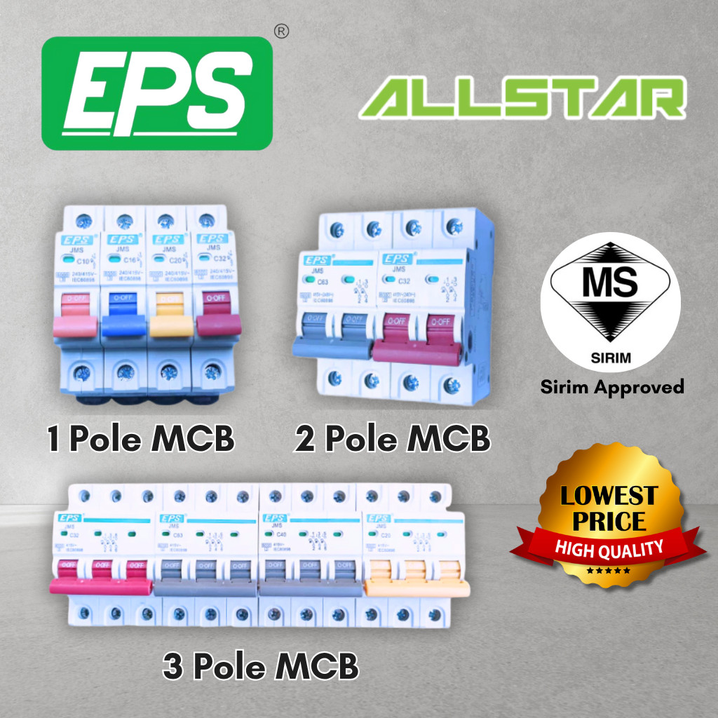 EPS 1 POLE MCB 10A/16A/20A/32A MINIATURE CIRCUIT BREAKERS (6KA) SIRIM ...